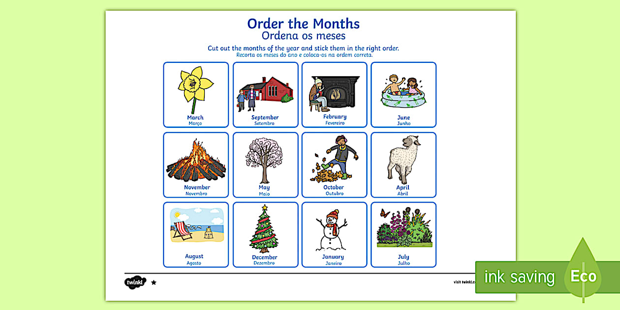 Higher Ability Months of the Year Cut and Stick Worksheet English ...