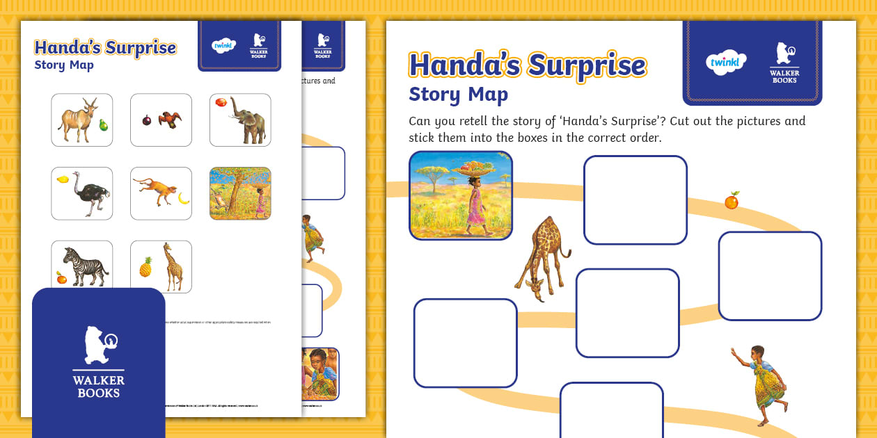 FREE! - Handa's Surprise Cut and Stick Story Map | Twinkl