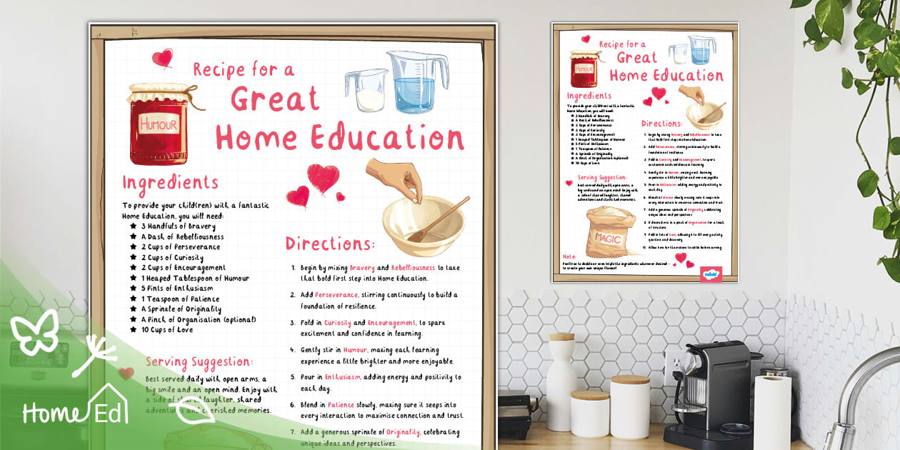 Recipe for a Great Home Education Display Poster - Twinkl
