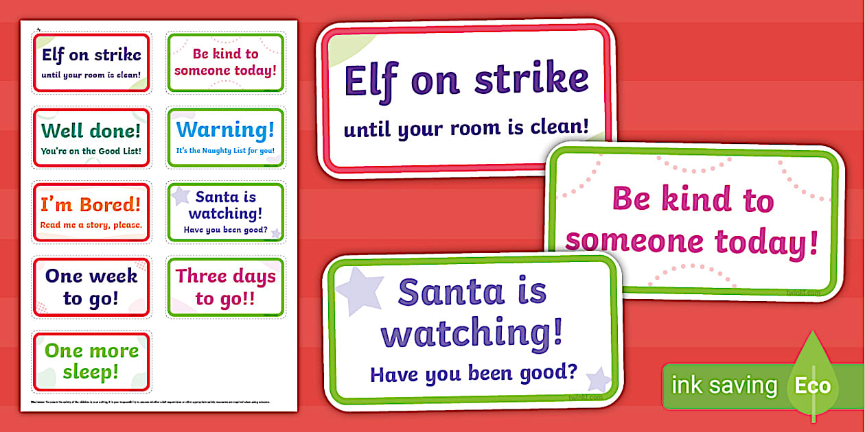 Christmas Elf Sign Props (Teacher-Made) - Twinkl