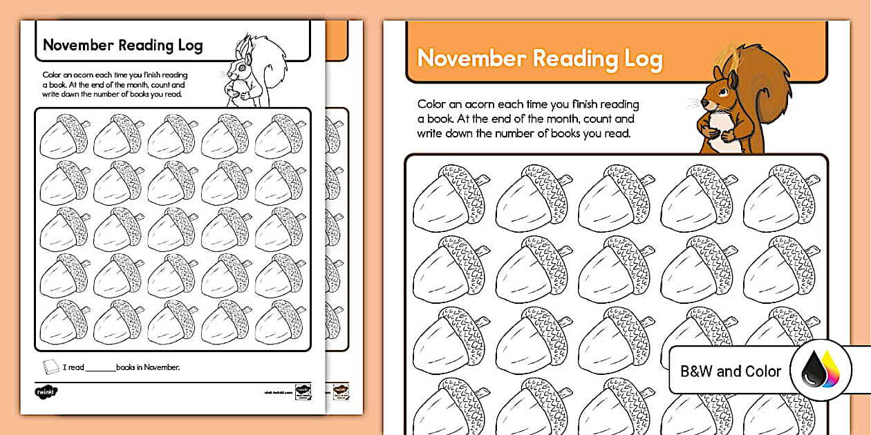 November Reading Log (teacher made) - Twinkl