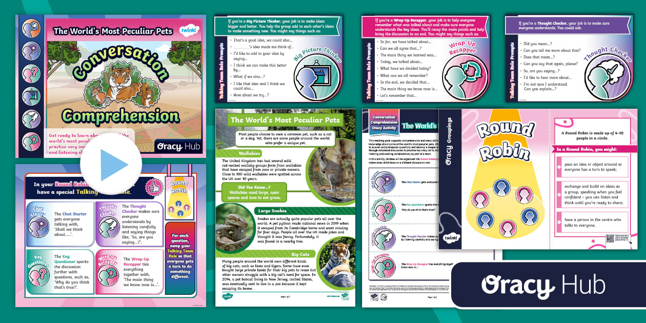 KS1 The World's Most Peculiar Pets Conversation Comprehension Oracy Pack