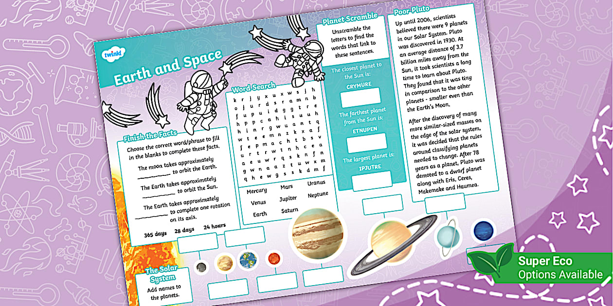 KS2 Earth and Space Activity Mat (Ages 7 - 11) - Twinkl