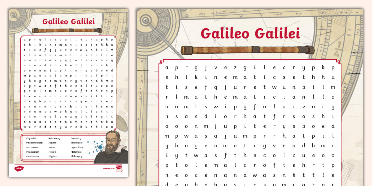 Galileo Galilei Wordsearch (teacher made) - Twinkl