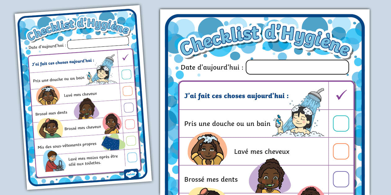 Checklist d'Hygiène (l'enseignant a fait) - Twinkl