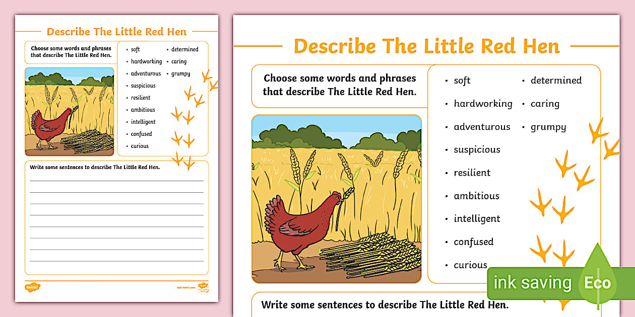 Little Red Hen Writing Activity (teacher made) - Twinkl