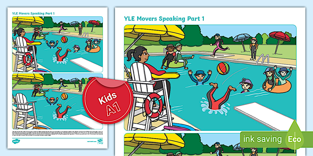 YLE Movers - Speaking Part 1 - Practice Sheet (Swimming Pool) [A1]
