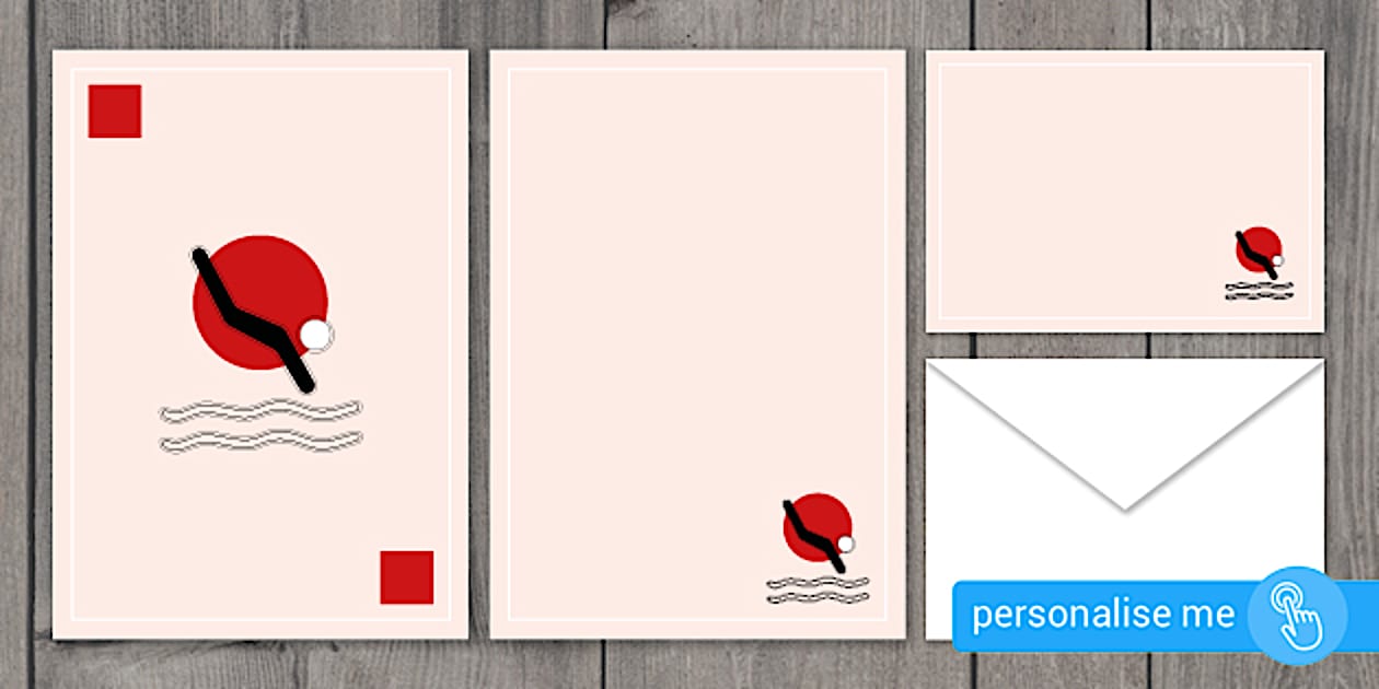 Diving Themed Tokyo Sports Letter Writing Set (teacher made)