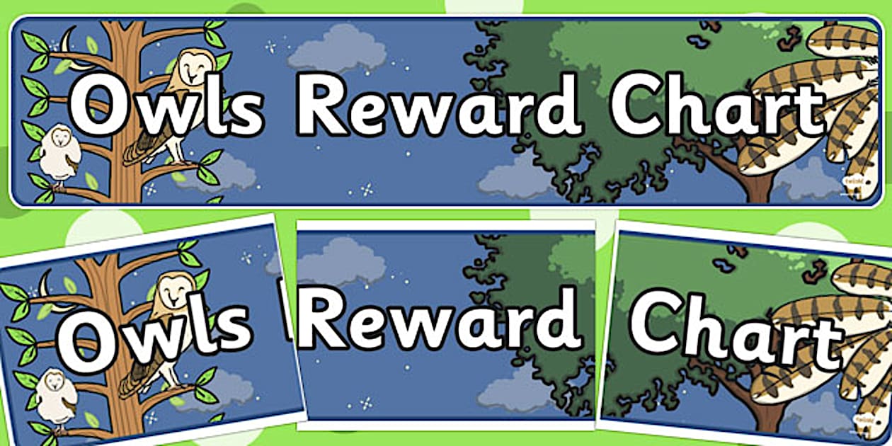 Cursive Owls Reward Chart Display Banner (teacher made)