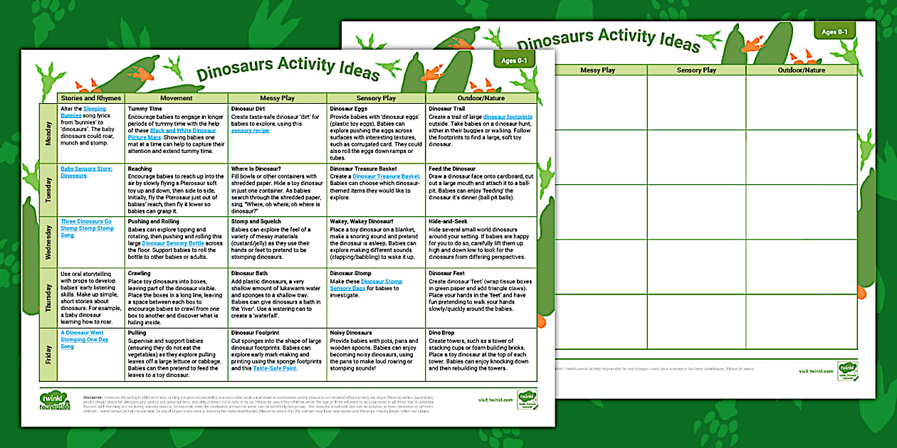 EYFS Baby Room Planning: Dinosaurs | Twinkl (teacher made)