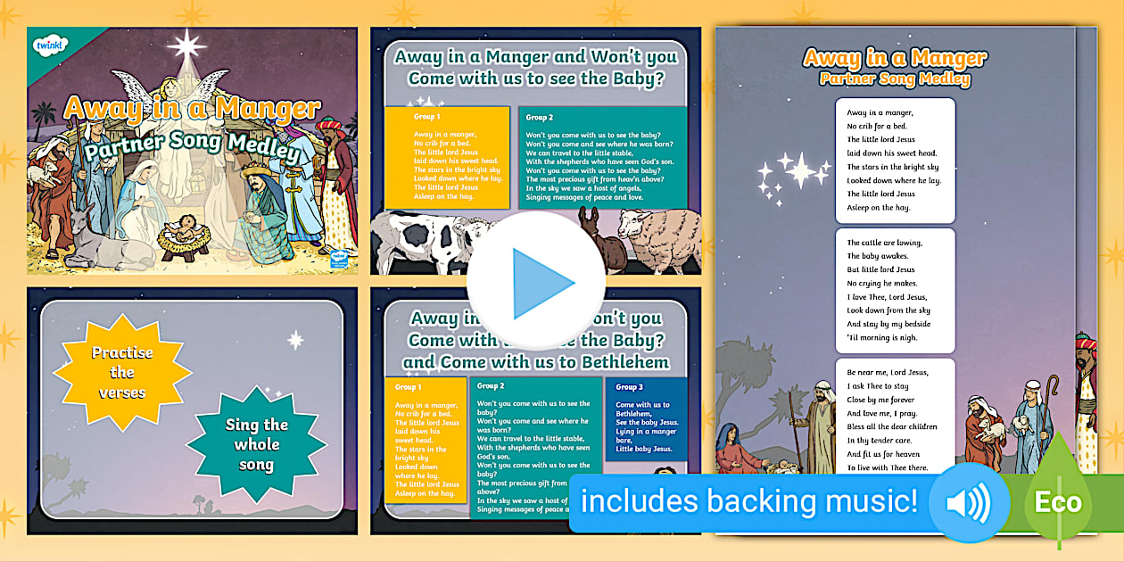 👉 Away in a Manger Partner Song Medley (teacher made)