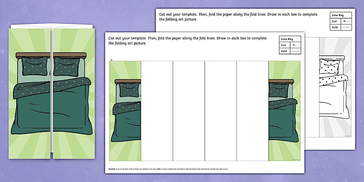 Bed Folding Art Template (teacher made) - Twinkl