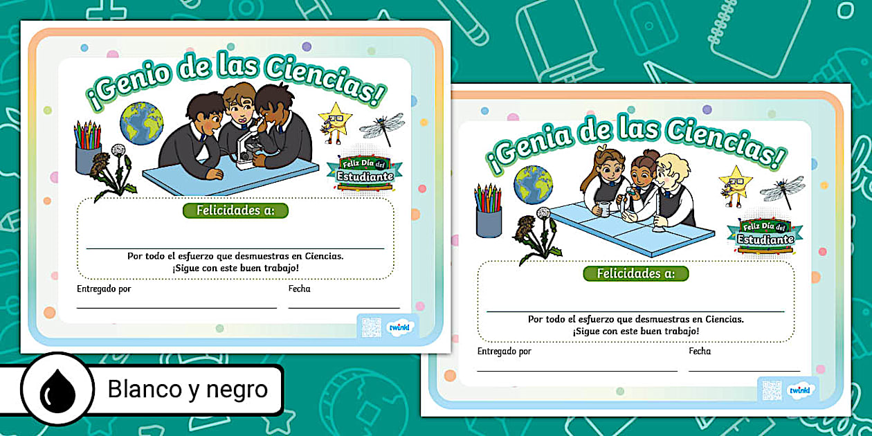 Certificado | Genio/a Ciencias | Feliz Día Estudiante