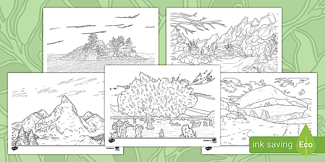 Landforms Colouring Pages (teacher made) - Twinkl