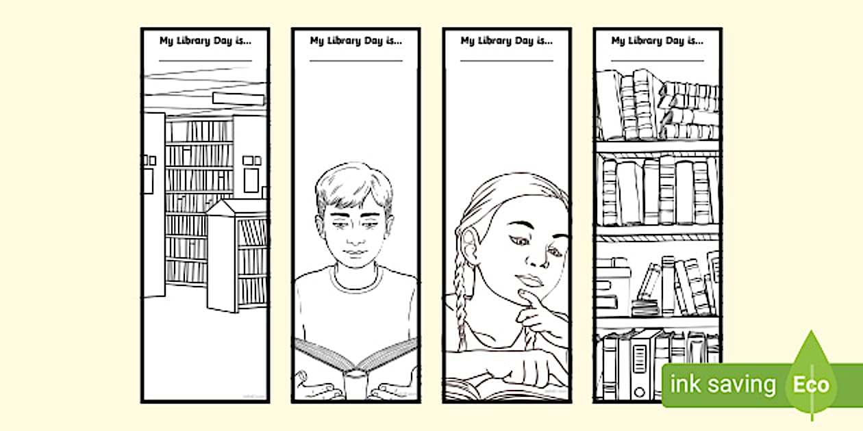 School Library Bookmarks to Colour | Resource | Twinkl