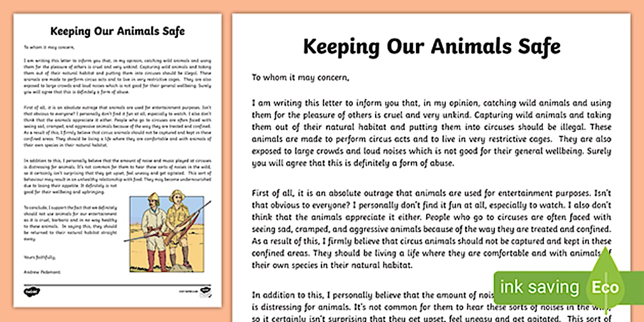 Editable Keeping Our Animals Safe Exposition Writing Sample