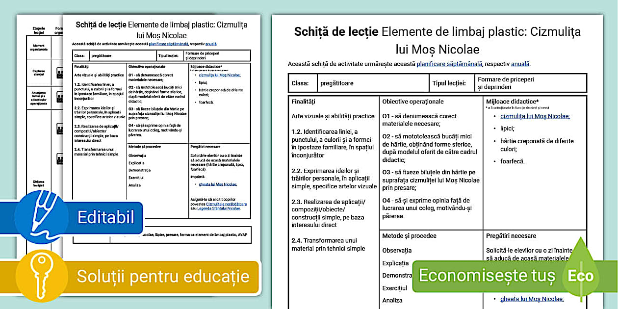Cizmulița lui Moș Nicolae – Schiță de lecție AVAP