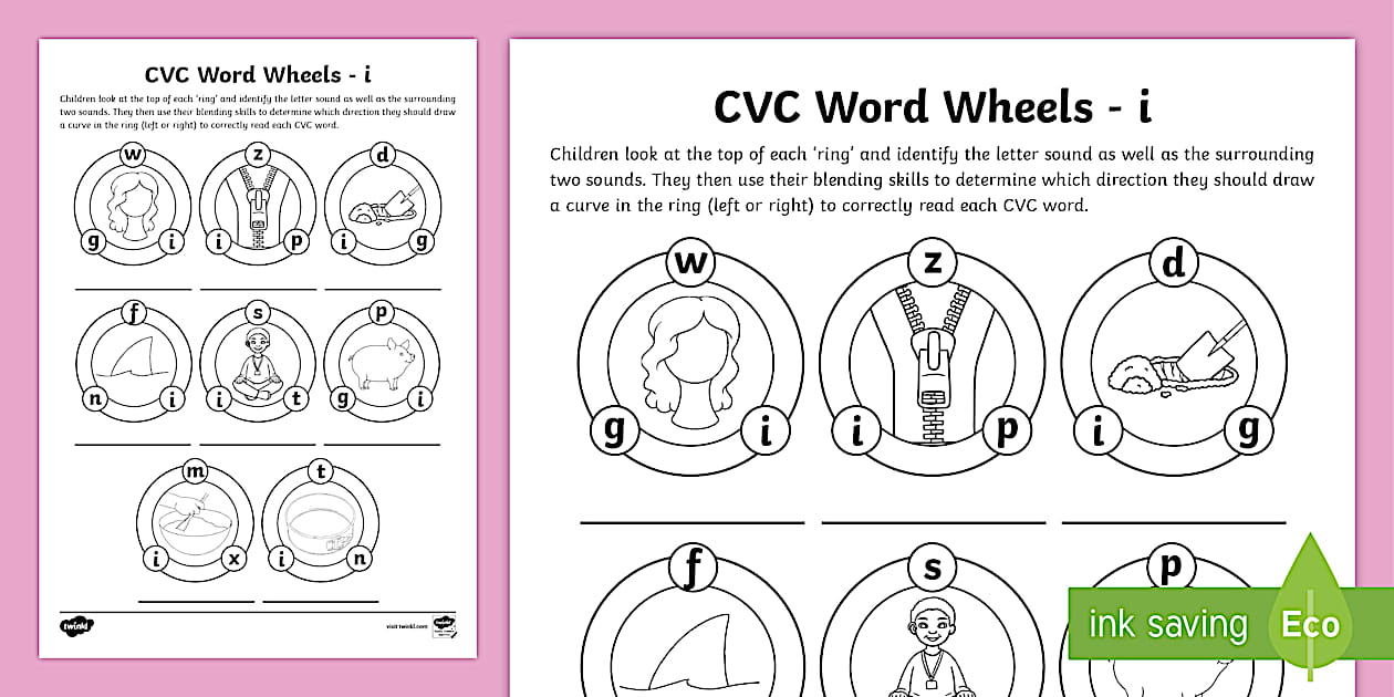 CVC Word Wheel Worksheets i (teacher made) - Twinkl