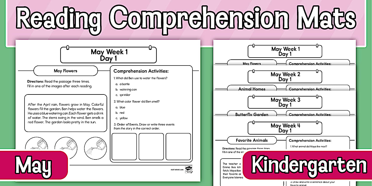 Kindergarten May Daily Reading Comprehension Mats