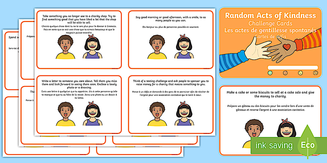 Random Acts of Kindness Challenge Cards English/French - Random Act of