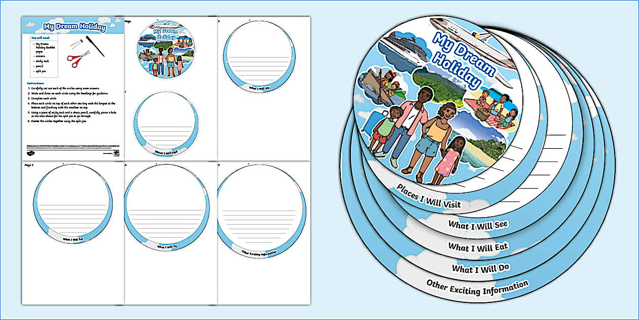 My Dream Holiday Circles Booklet - Twinkl