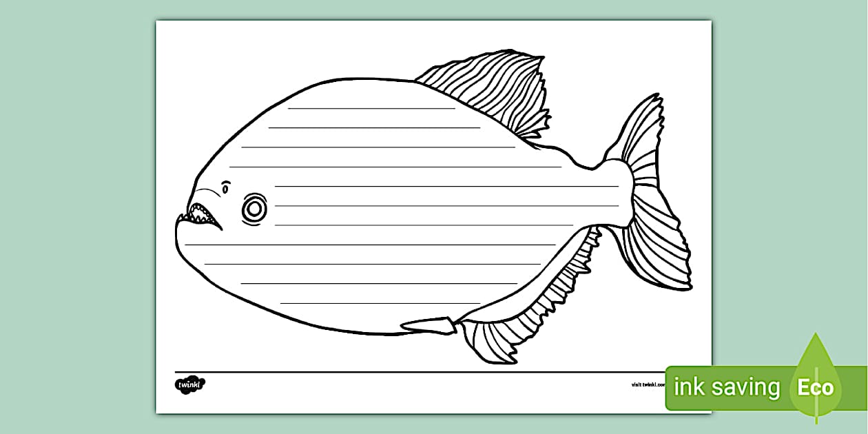Piranha Writing Template (teacher made) - Twinkl