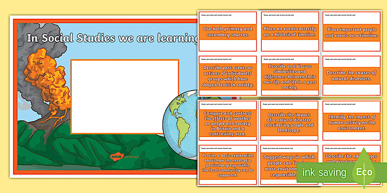 'We Are Learning To' Second Level Social Studies Display Poster