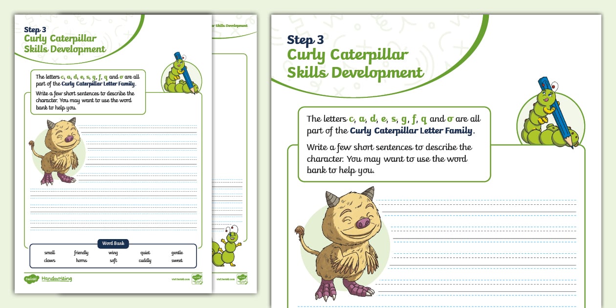 Step 3 Development Sheet Curly Caterpillar Letter Family