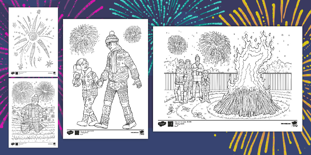 Fireworks Mindfulness Colouring Pages - Twinkl