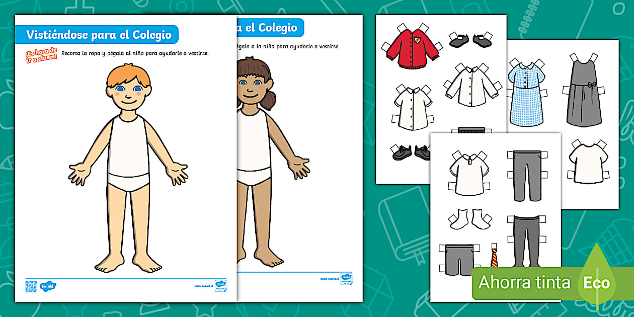 Recortables: Vistiéndome para el Colegio (teacher made)
