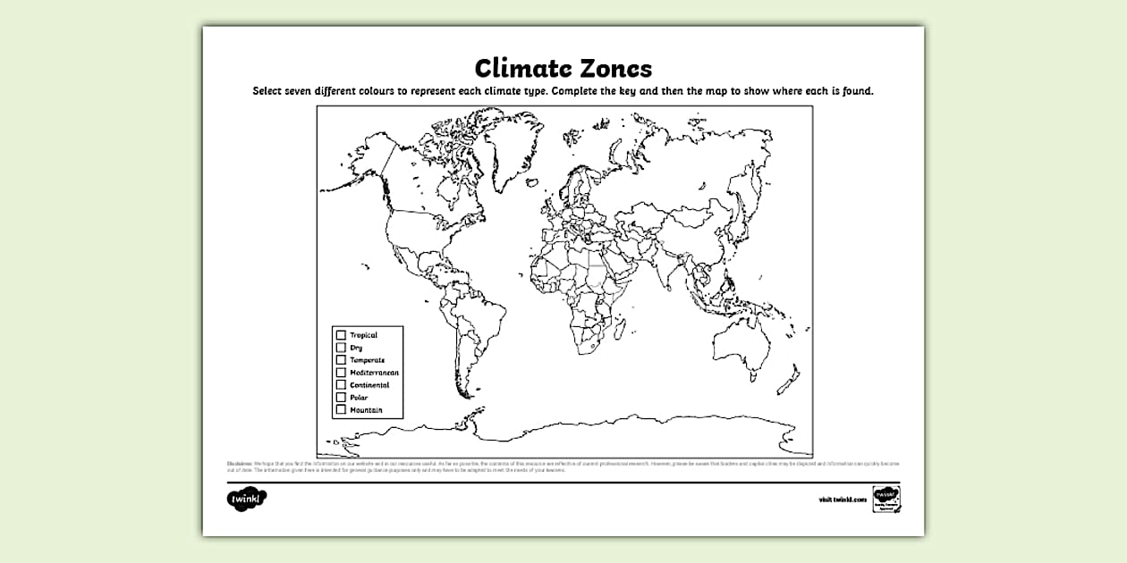Name The Climate Zones Labelling Activity | Twinkl | KS2