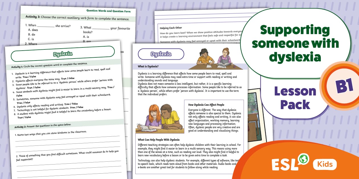 ESL Dyslexia Lesson Pack [Kids, B1]