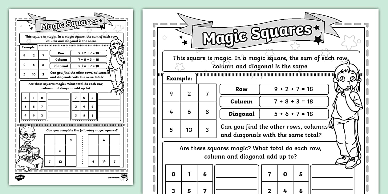 Magic Squares Worksheet / Worksheet, worksheet - Twinkl