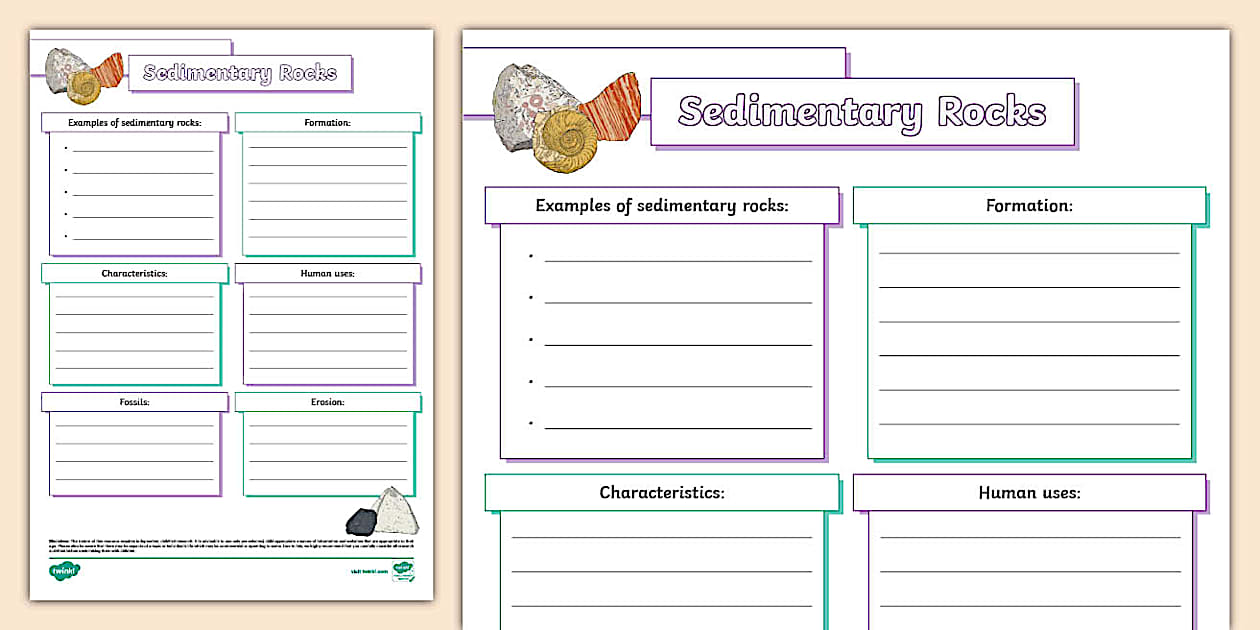 Sedimentary Rocks Fact File Template (Teacher-Made) - Twinkl