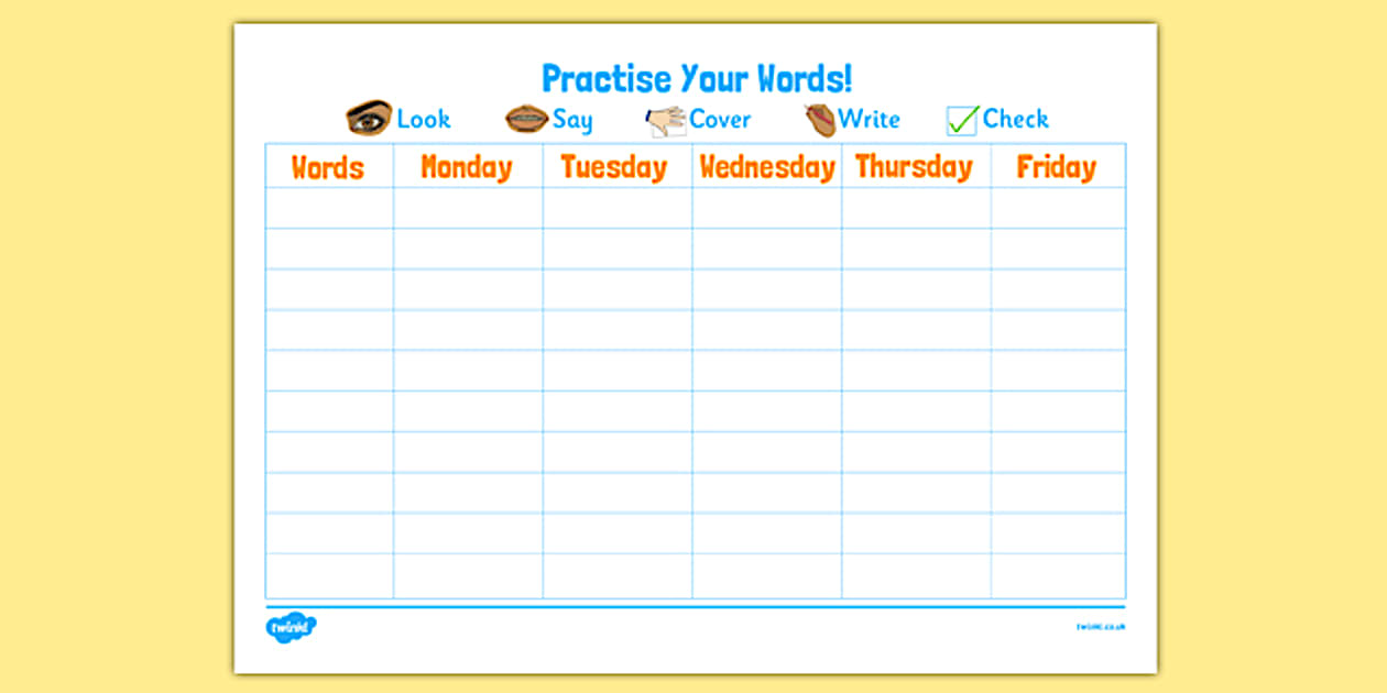 Editable Spelling Practice Chart (teacher made) - Twinkl