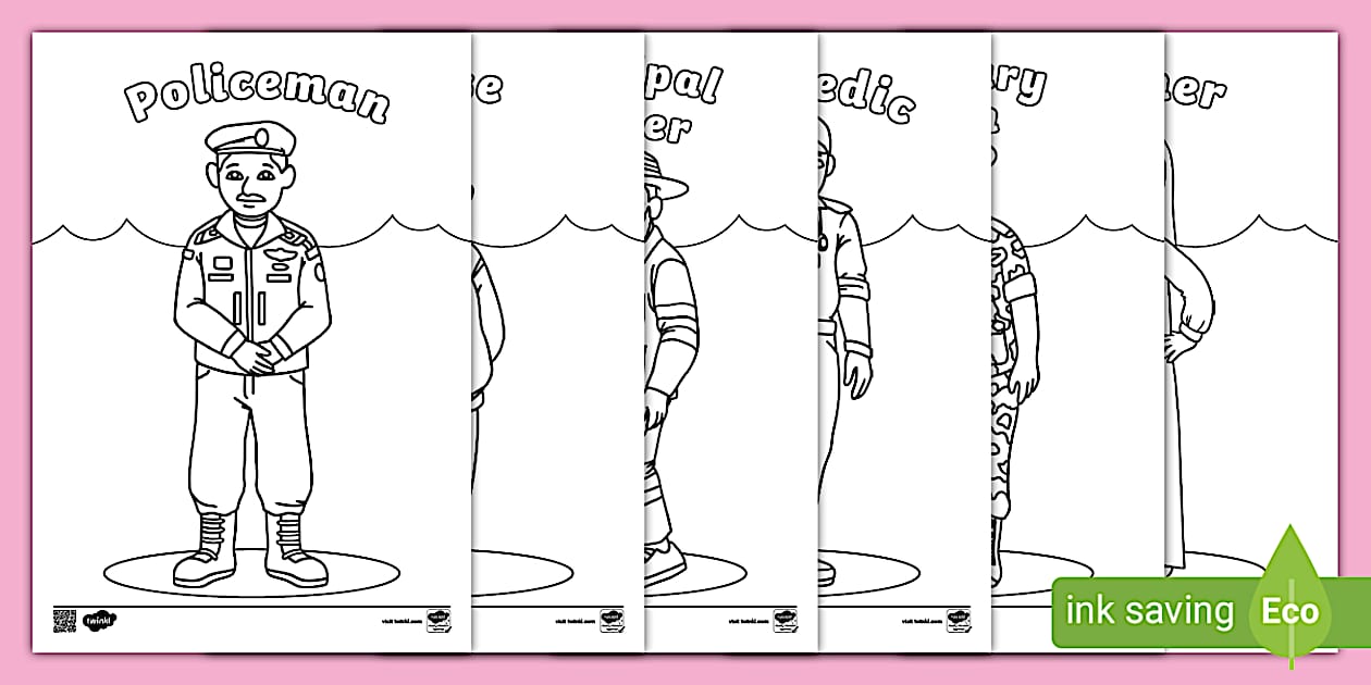 Qatar: People Who Help Us Colouring Sheets (teacher made)