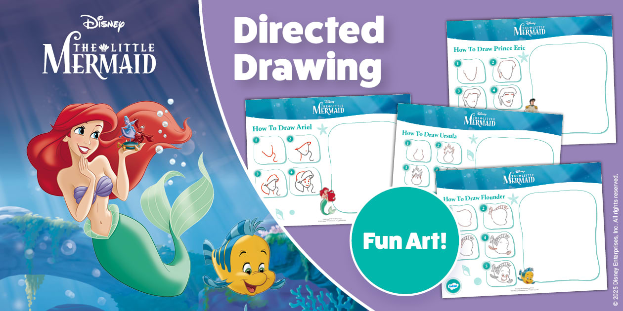 The Little Mermaid: How to Draw Characters Activity