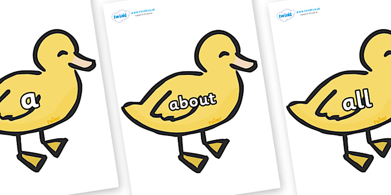 Precursive 100 High Frequency Words on Ducklings - Twinkl