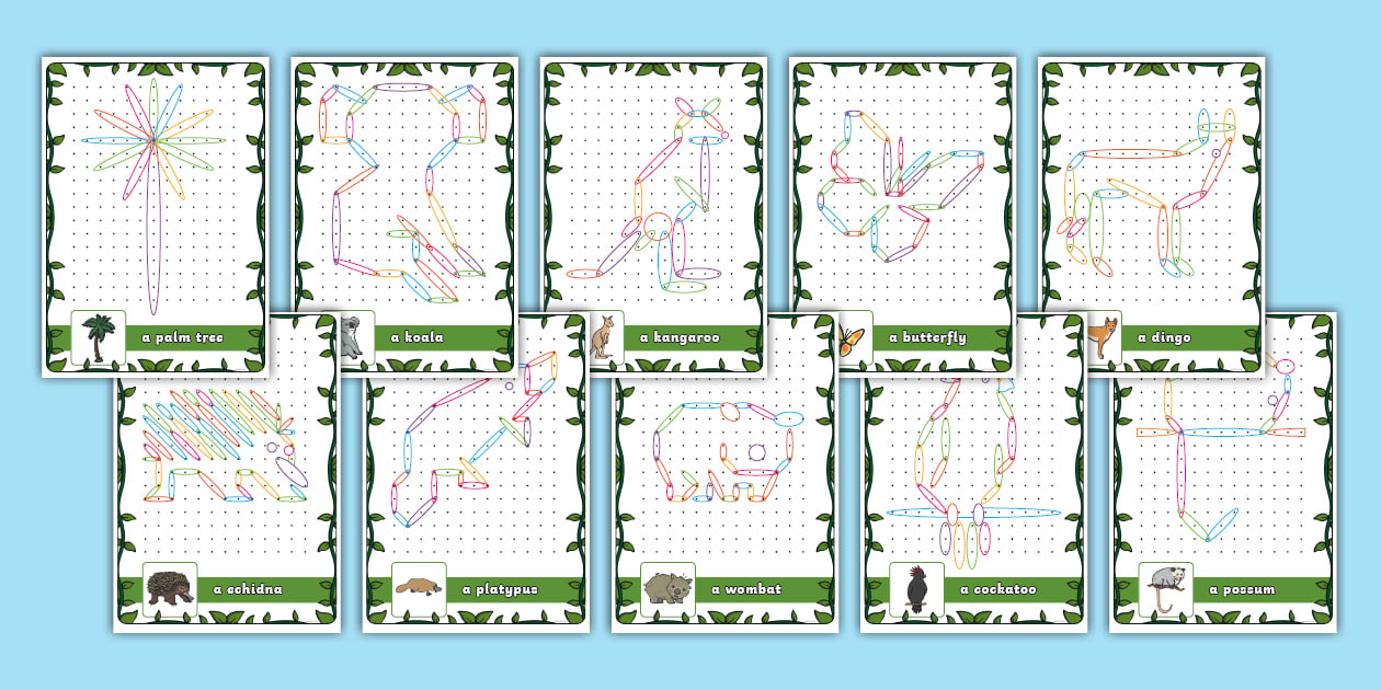 * NEW * Geoboard Challenge Cards Australia Themed - Twinkl