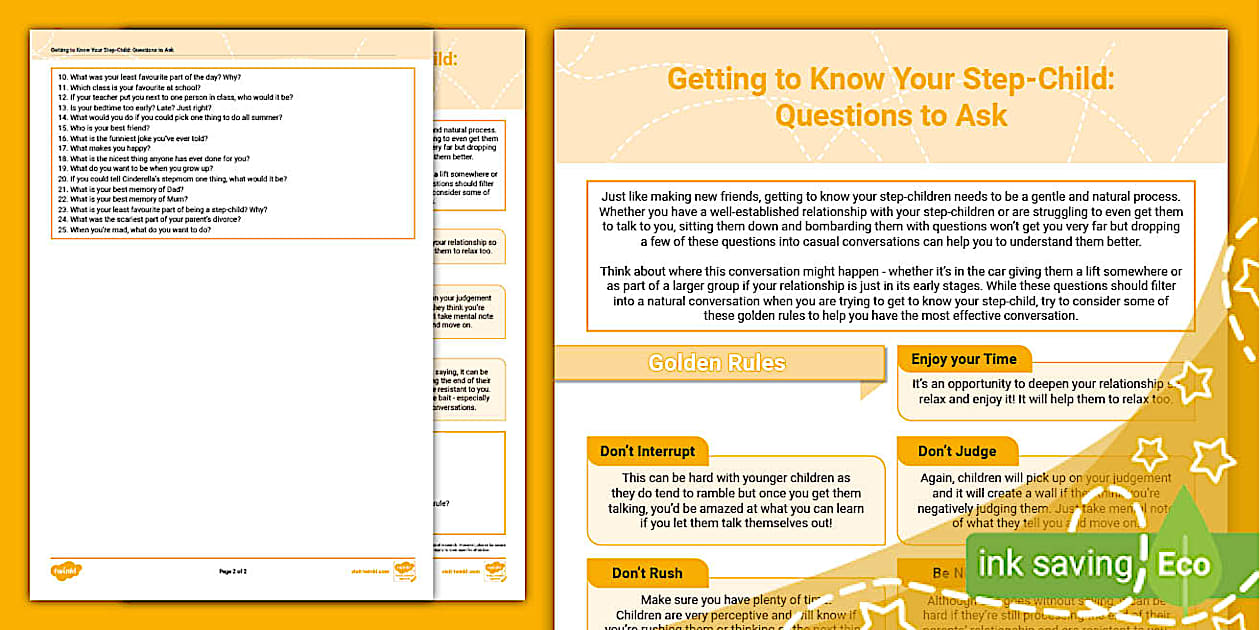 Guide to Getting to Know Your Step-Child | Parent Questions