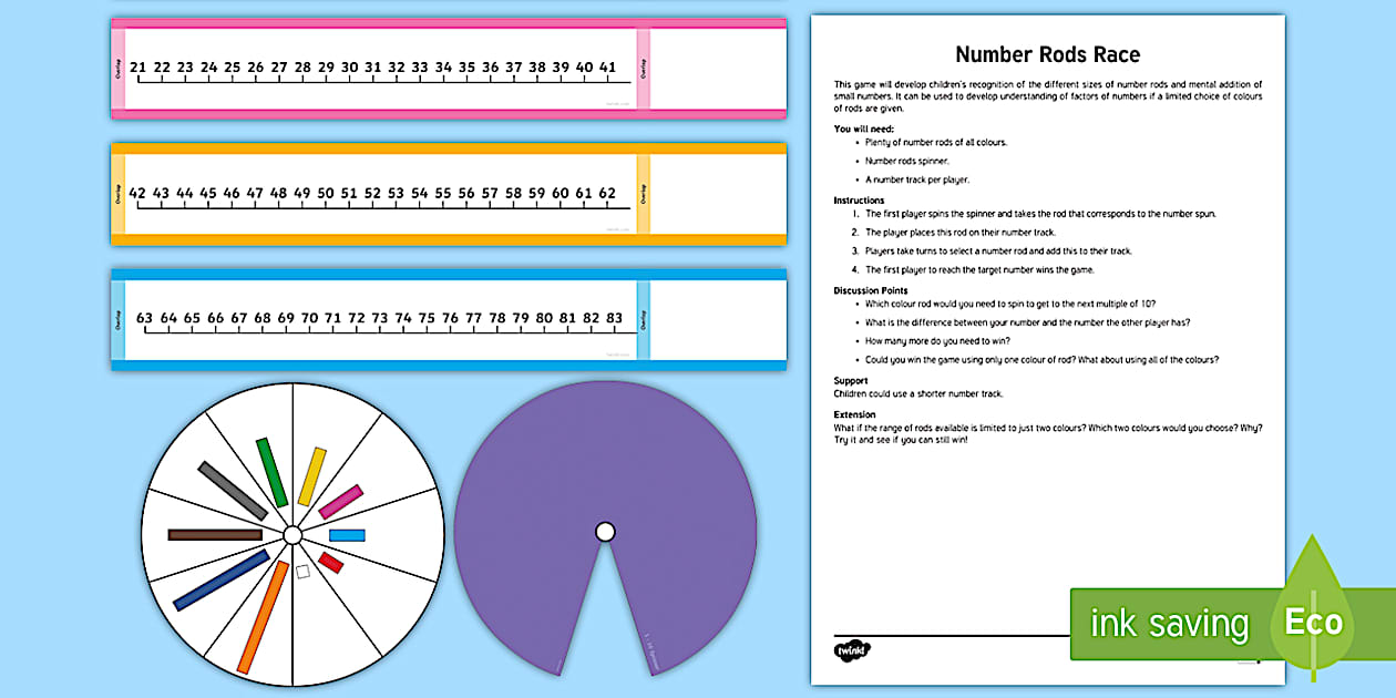 KS2 Number Rods Track Race Game (teacher made) - Twinkl
