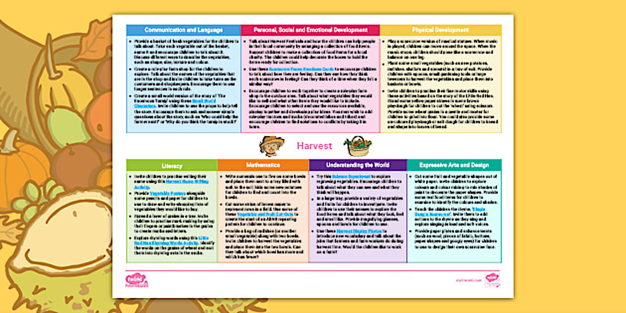 EYFS Topic Planning Ideas: Harvest Ages 3-4 - Twinkl