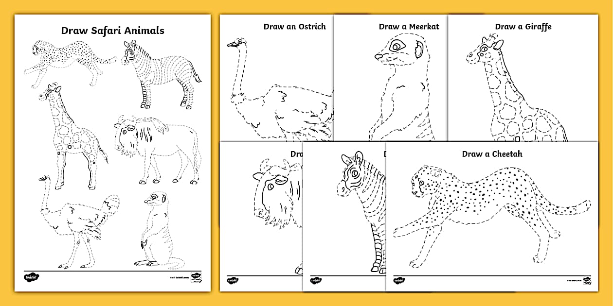 EYFS Draw a Safari Animal Pencil Control Activity Pack