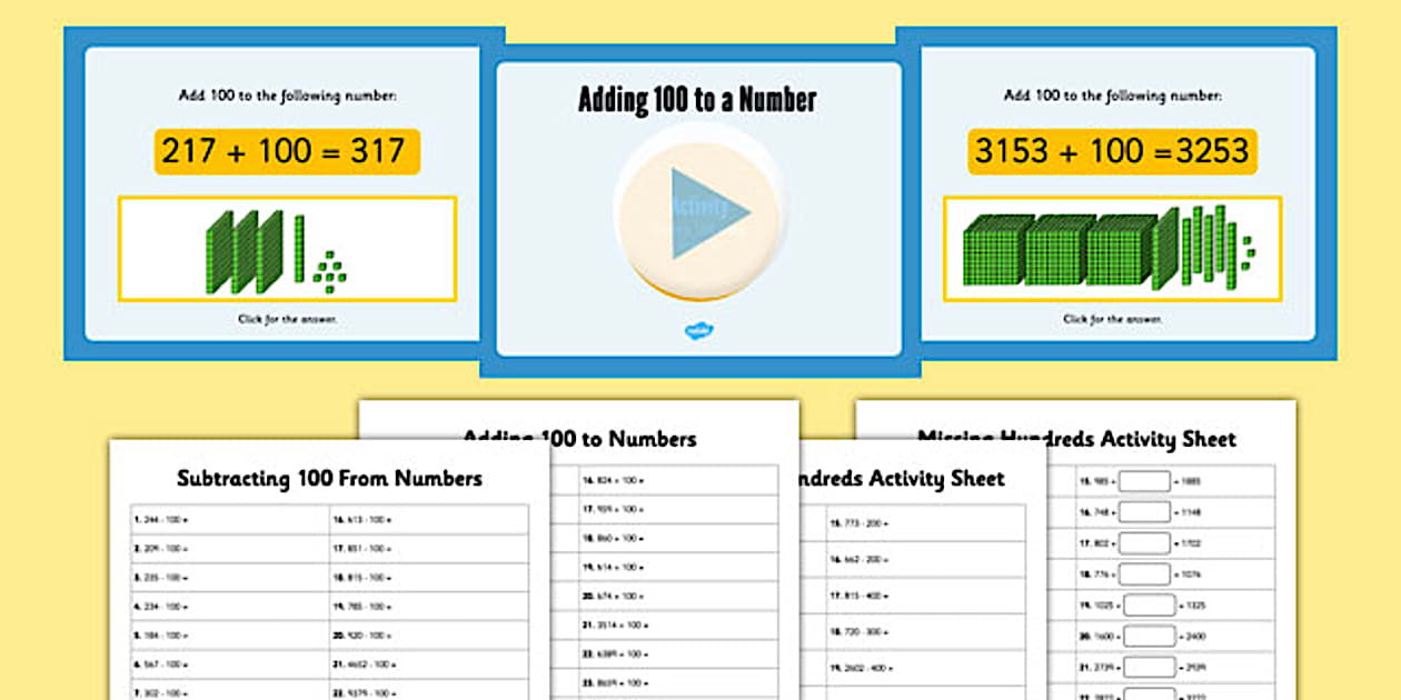 Adding and Subtracting 100 Teaching Pack - Twinkl