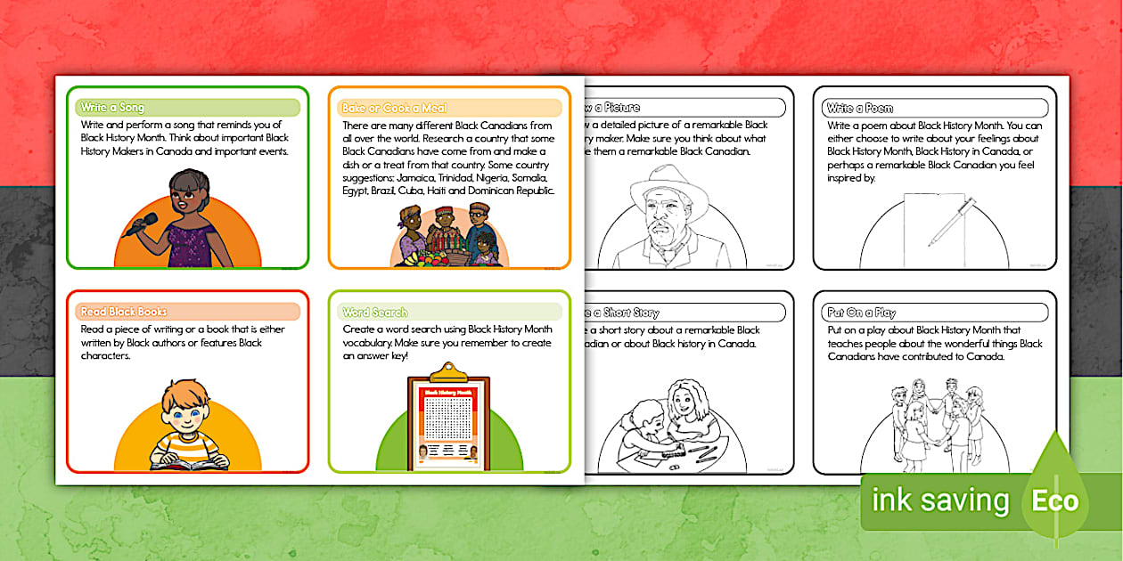 How to Celebrate Black History Month in Canada Challenge Cards