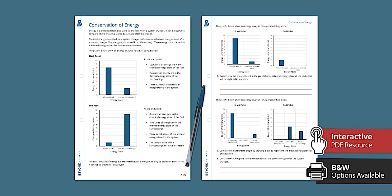 Conservation of Energy Independent Learning Worksheet