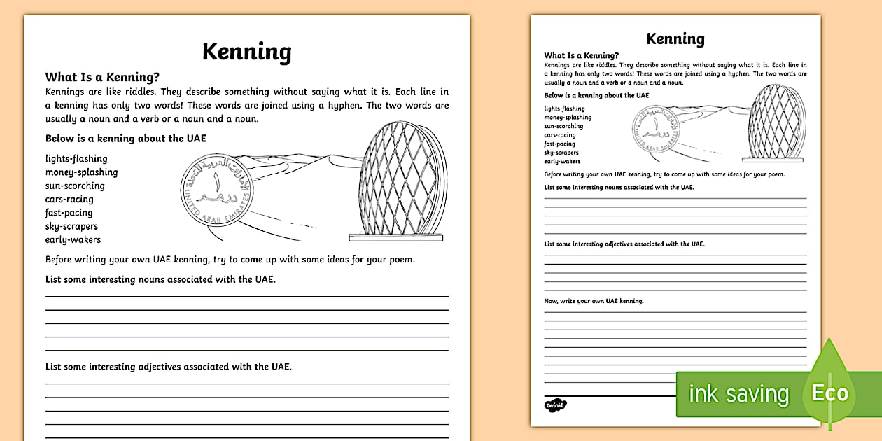 Editable UAE Kenning Poem Writing Template - Twinkl