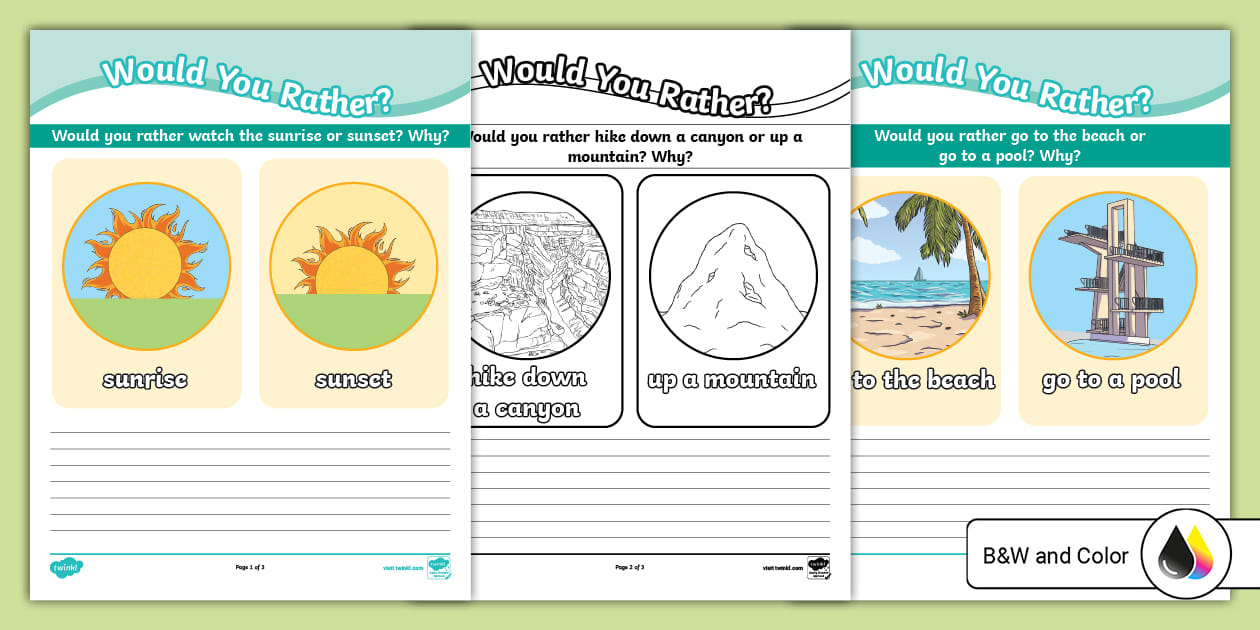 Would You Rather? Quick Writes for 3rd-5th Grade - Twinkl