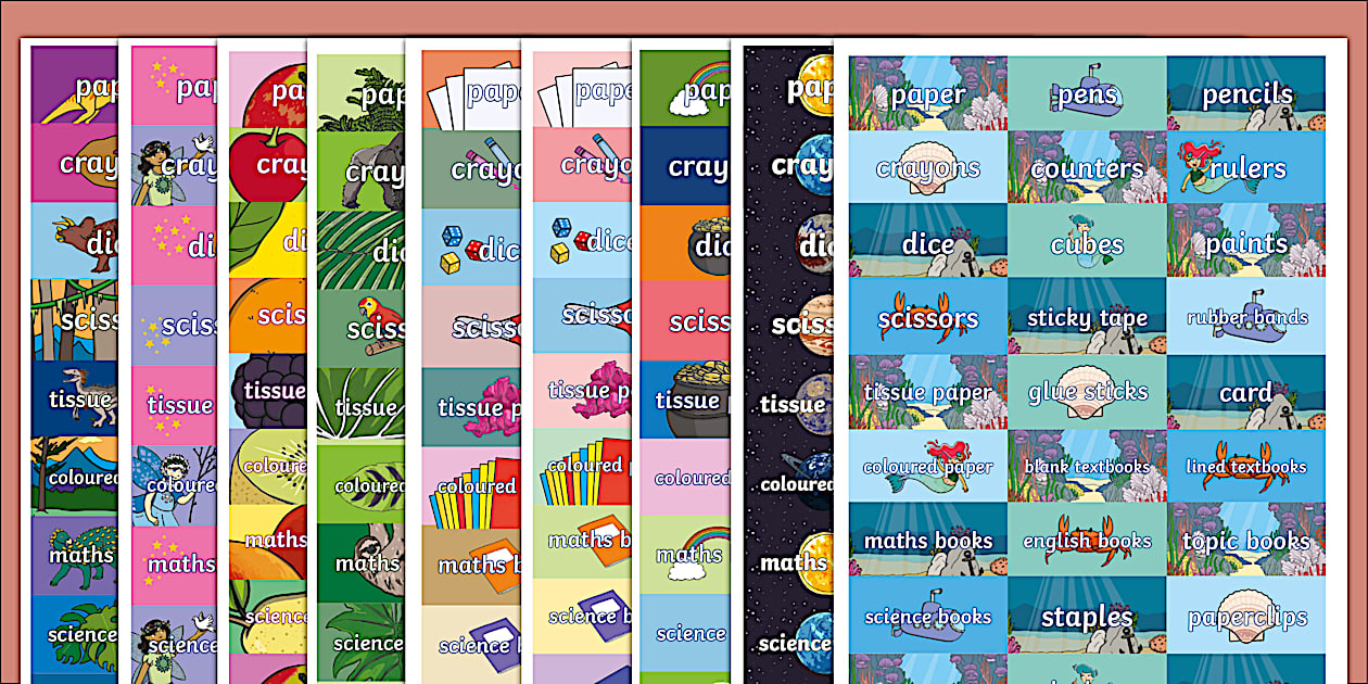 Classroom Storage Cupboard Labels - Sticker Bumper Pack