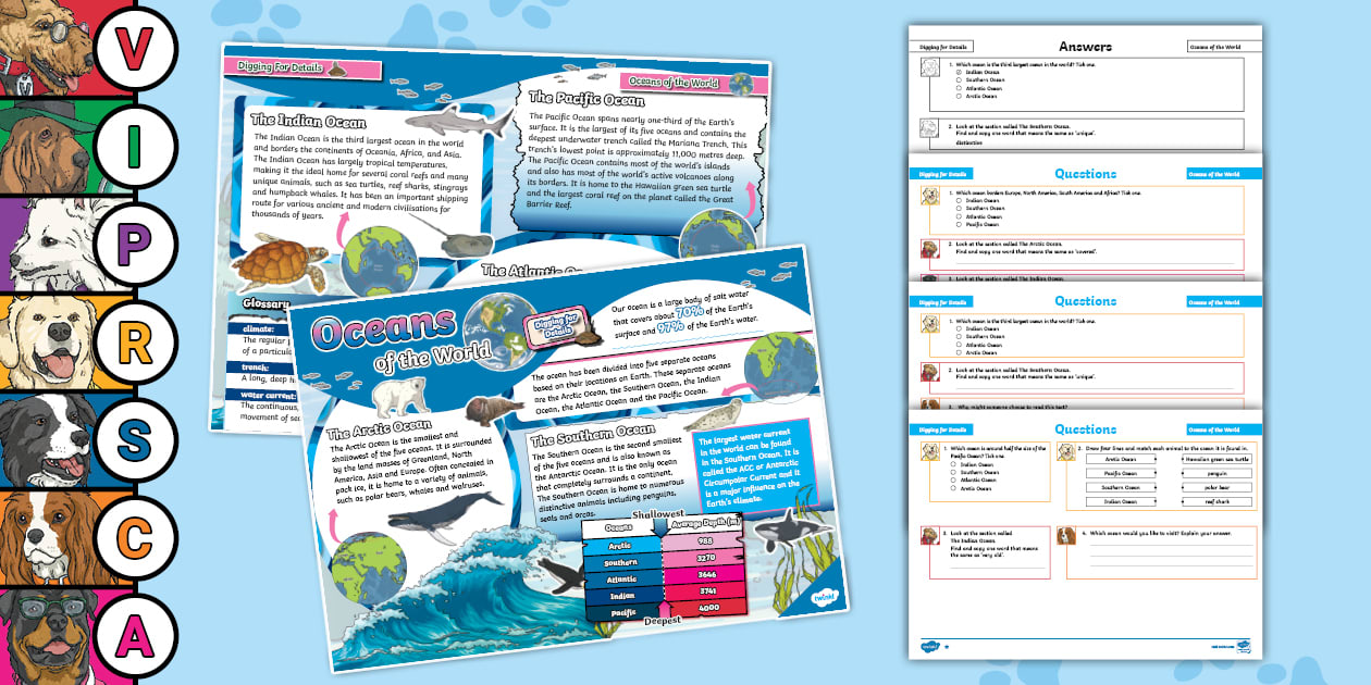 LKS2 Digging for Details: Oceans of the World Infographic Comprehension
